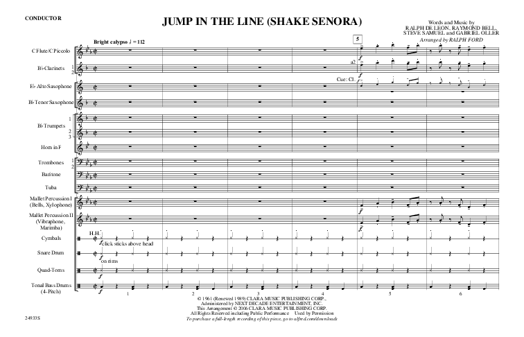 Jump In The Line Shake Senora Sheet Music By Deleon Et Al Sku