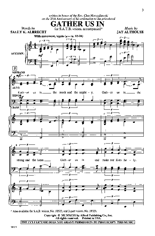 Gather Us In Sheet Music by Jay Althouse (SKU: 18321) - Stanton's Sheet ...
