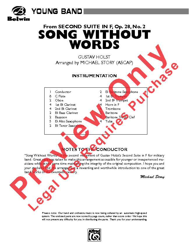 Song Without Words 2nd Suite In F Sheet Music By Gustav Holst Sku