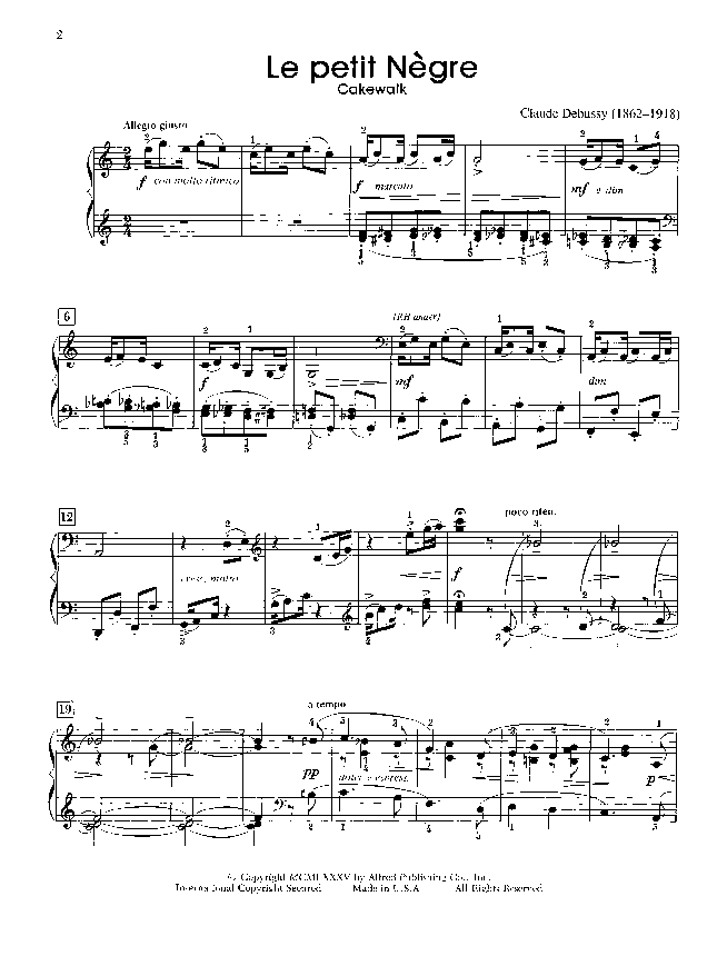 Le Petit Negre Sheet Music by Claude Debussy (SKU: 2547) - Stanton's ... Le Petit Negre Sheet Music by Claude Debussy (SKU: 2547) - Stanton's ...