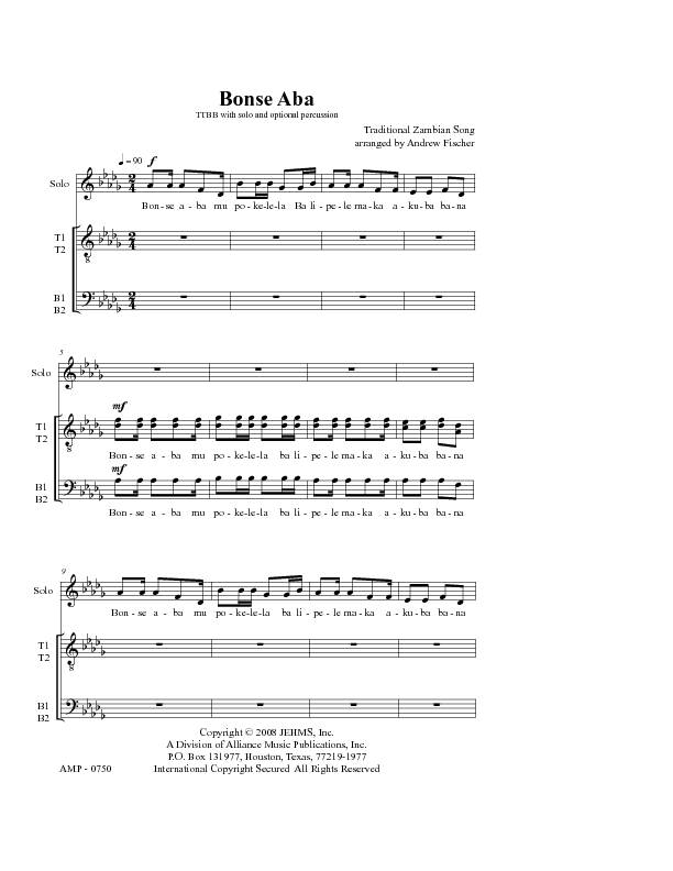 Bonse Aba Sheet Music by Andrew Fischer (SKU: AMP0750) - Stanton's ... Bonse Aba Sheet Music by Andrew Fischer (SKU: AMP0750) - Stanton's ...