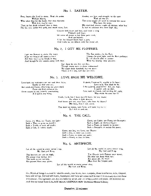 Five Mystical Songs Sheet Music by R Vaughan Williams (SKU: 1-5038 ... Five Mystical Songs Sheet Music by R Vaughan Williams (SKU: 1-5038 ...